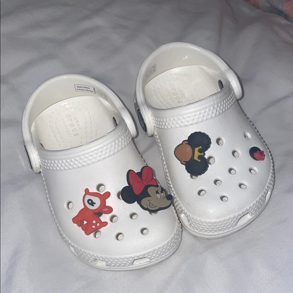 CROCS | Shoes | Crocs Kids White Slippers With Cartoon Designs | Poshmark
